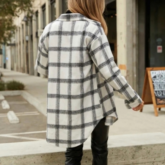 Jackets & Coats | New Boho Chic Oversized Plaid Flannel Button Up ...